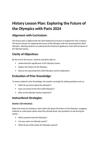 The Olympics (Paris 2024) Ideas and Plans for Primary (Mainly KS2 ...