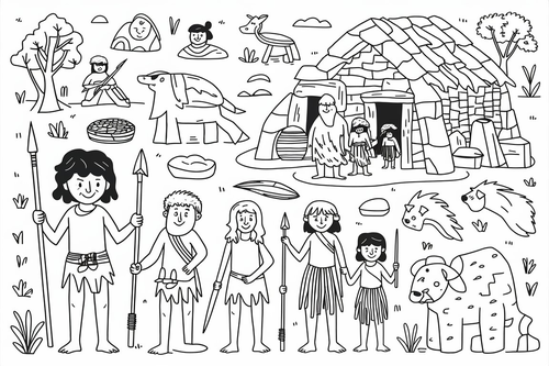 HISTORY Stone Age, prehistoric era Coloring Sheets Colouring Pages ...
