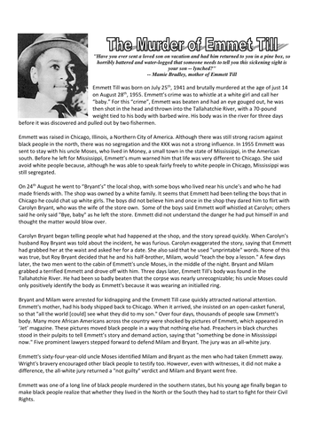Emmett Till - American Civil Rights - 1955 | Teaching Resources