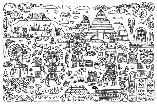 HISTORY The Aztecs, prehistoric era Coloring Sheets Colouring Pages ...