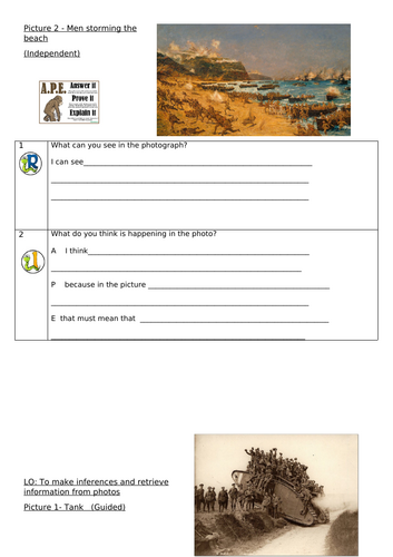 Reading Comprehension - picture inference WW1 | Teaching Resources