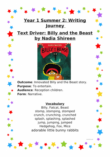 Billy and The Beast by Nadia Shireen - Year 1 Unit of Writing Resources ...