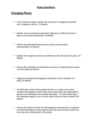 AQA A-Level Human Geography - Exam questions | Teaching Resources