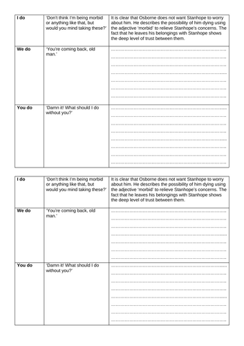 Journey's End full SOW | Teaching Resources