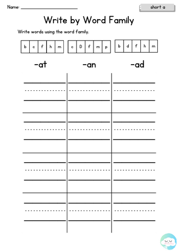 Write By Word Family Worksheets | Teaching Resources