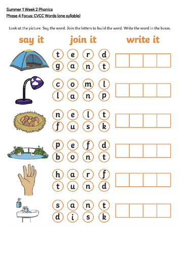 Phase 4 CVCC Words Lesson | Teaching Resources