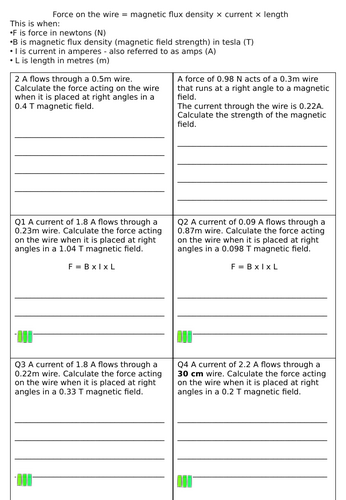 GCSE Physics Magnetic Flux Density | Teaching Resources