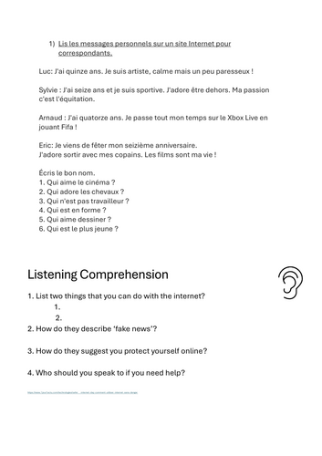 GCSE French Self and Relationships 3 | Teaching Resources