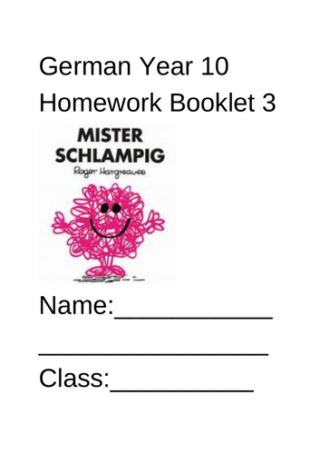 German GCSE Homework booklet Y 10 booklet 3 | Teaching Resources