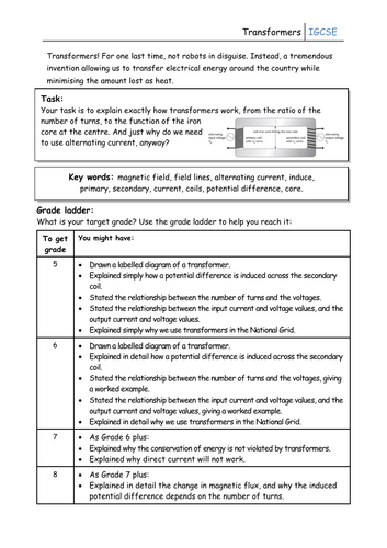Transformers Level Assessed Task | Teaching Resources