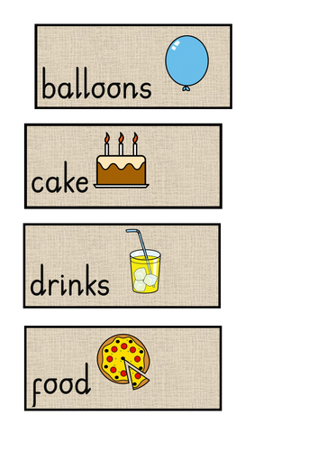 Birthday Party Role-Play Key Words | Teaching Resources