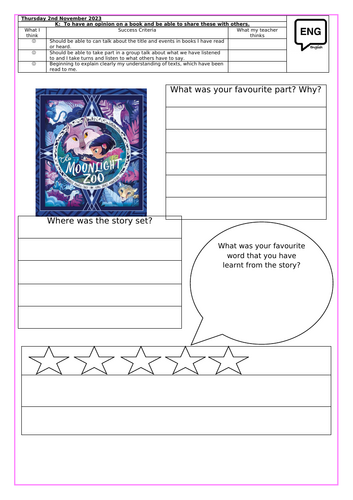 6/7 lessons based on the book Moonlight Zoo - Contractions and ...