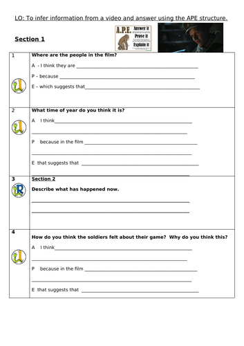 Inference skills practice WW1 Christmas advert | Teaching Resources