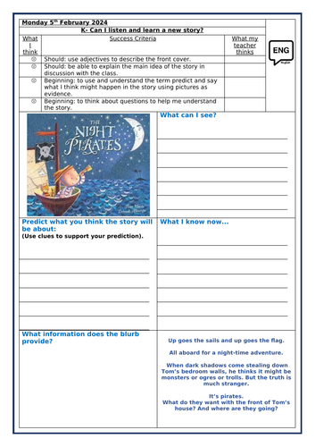 The night pirate- story writing, creating own story. 2 weeks unit ...