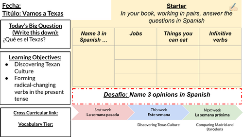 Unit 6.1 Vamos a Texas (Claro 2) | Teaching Resources
