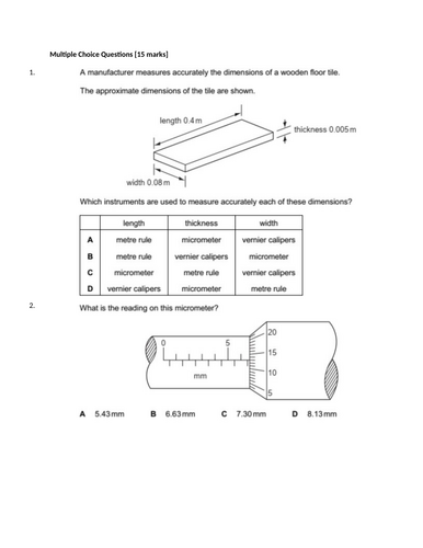 Examination/Test papers for year 8 and 9 students (kS3) | Teaching ...