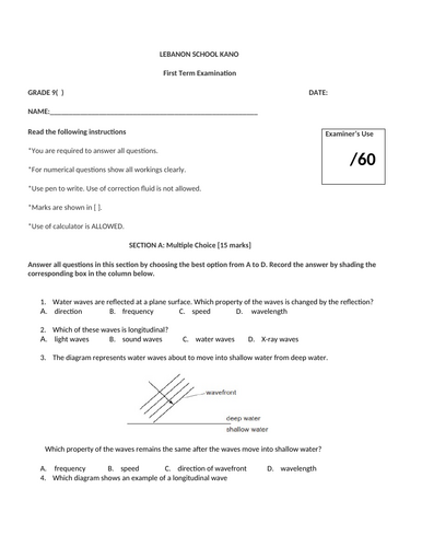 Examination/Test papers for year 8 and 9 students (kS3) | Teaching ...