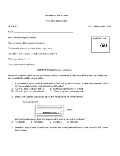 Examination/Test papers for year 8 and 9 students (kS3) | Teaching ...