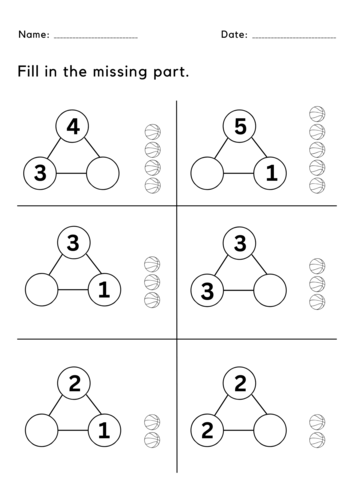 Printable number bonds to and within 5 worksheets - blank number bonds ...