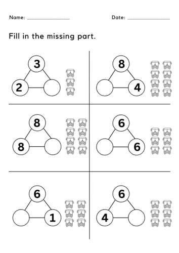 Printable number bonds to and within 10 worksheets - blank number bonds ...