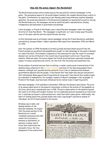 Role of the press in the French Revolution A-Level History | Teaching ...