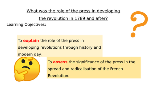 Role of the press in the French Revolution A-Level History | Teaching ...