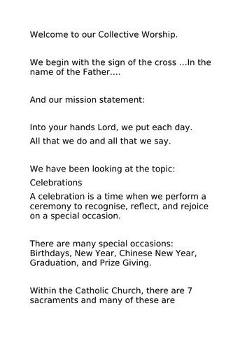 Celebrations: Assembly KS2 | Teaching Resources