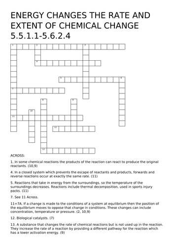 Chemistry Papers 1 & 2 Foundation Energy Changes Puzzle and Answers ...