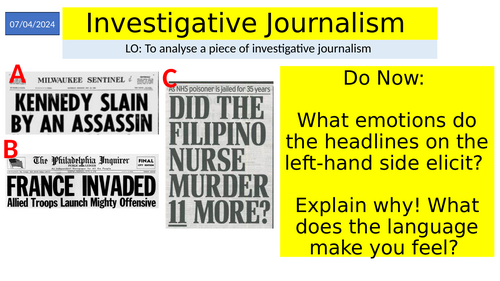 Language in Journalism: English Language | Teaching Resources