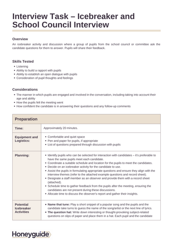 Headteacher Interview Recruitment Pack | Teaching Resources