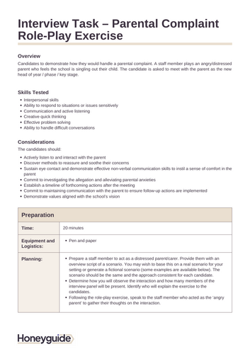 Head of Year Interview Pack | Teaching Resources