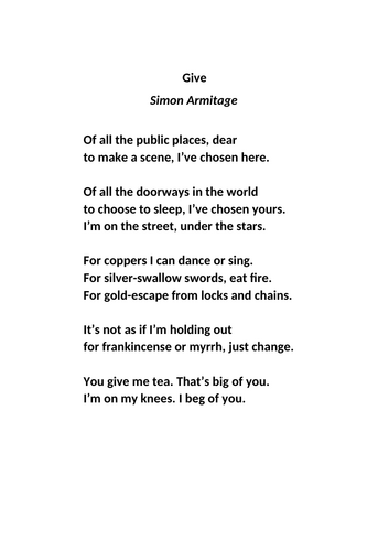 Simon Armitage Poetry (SOW) | Teaching Resources