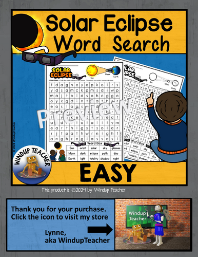 Solar Eclipse Word Search - EASY Printable Puzzle | Teaching Resources