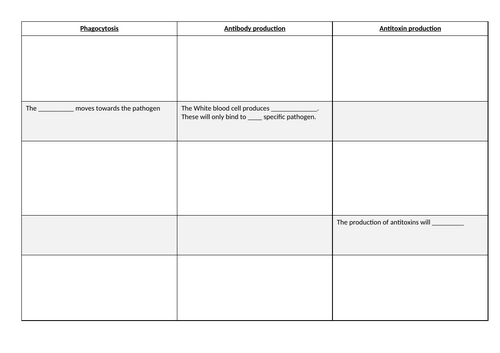 Immune response to infection storyboard | Teaching Resources