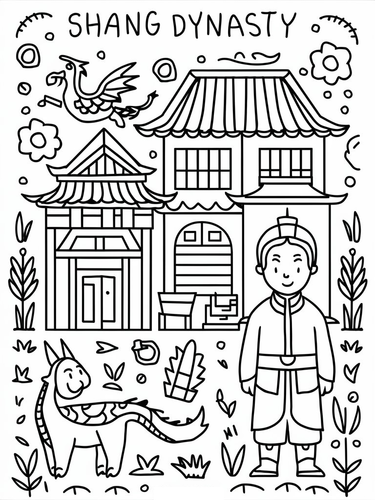 25x The Shang Dynasty Ancient China Coloring Sheets Colouring Pages ...
