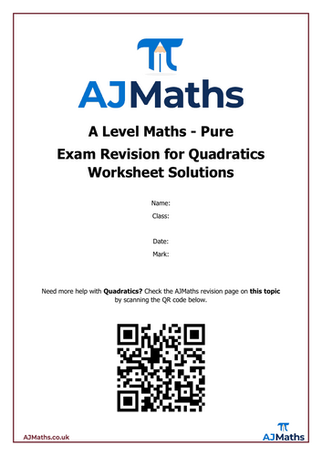 A Level Maths | Exam Revision for Quadratics | Teaching Resources A Level Maths | Exam Revision for Quadratics | Teaching Resources