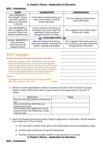 AQA GCSE Psychology: Paper 1 - Development BUNDLE | Teaching Resources