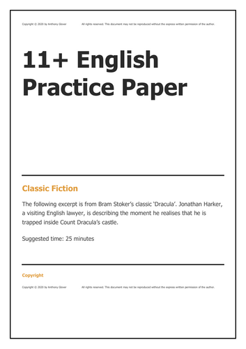 11+ classic literature comprehension | Teaching Resources