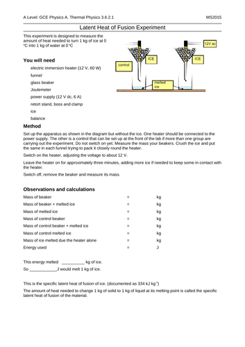 Practical: Specific Heat Capacity and Latent Heat experiments ...