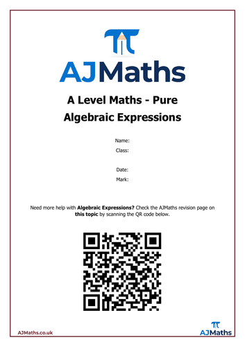 A Level Maths | Exam Revision for Algebraic Expressions | Teaching ...