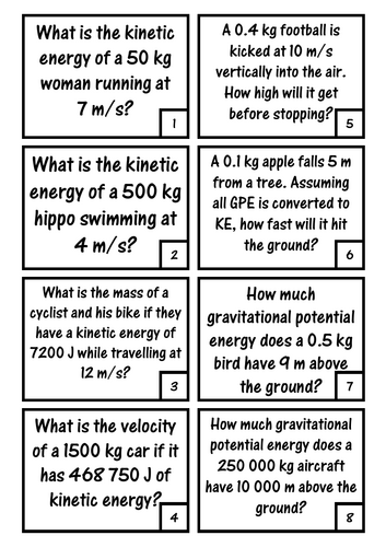 Energy Calculations Game | Teaching Resources