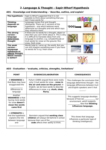 AQA GCSE Psychology: Paper 2 - Language, Thought & Communication BUNDLE | Teaching Resources
