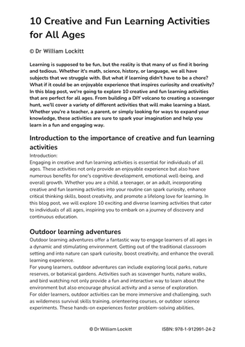 10 Creative and Fun Learning Activities for All Ages | Teaching Resources