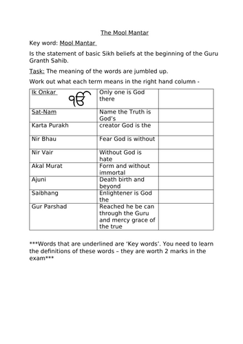 Mool Mantar | Teaching Resources