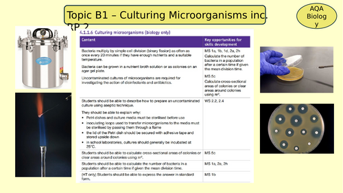 AQA GCSE Biology B1 Culturing Microorganisms inc. Required Practical ...
