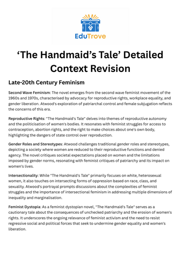 The Handmaid's Tale Context Revision (High Level Notes) | Teaching ...