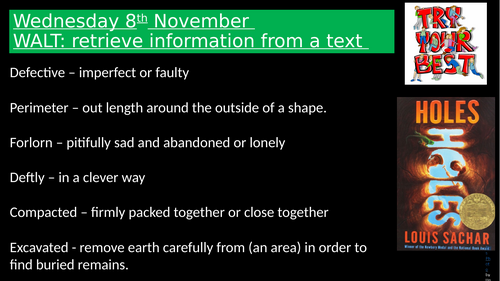 Holes - Guided Reading Unit of work | Teaching Resources