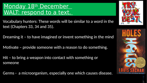 Holes - Guided Reading Unit of work | Teaching Resources