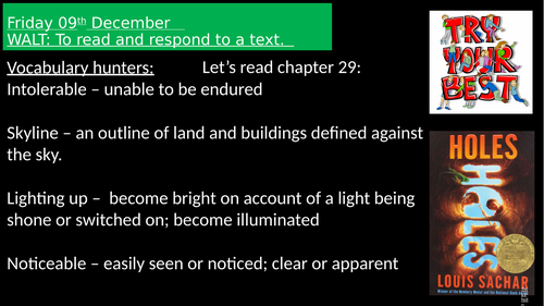 Holes - Guided Reading Unit of work | Teaching Resources