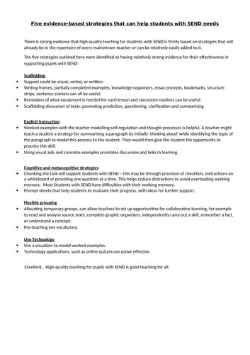 SEND Strategies | Teaching Resources